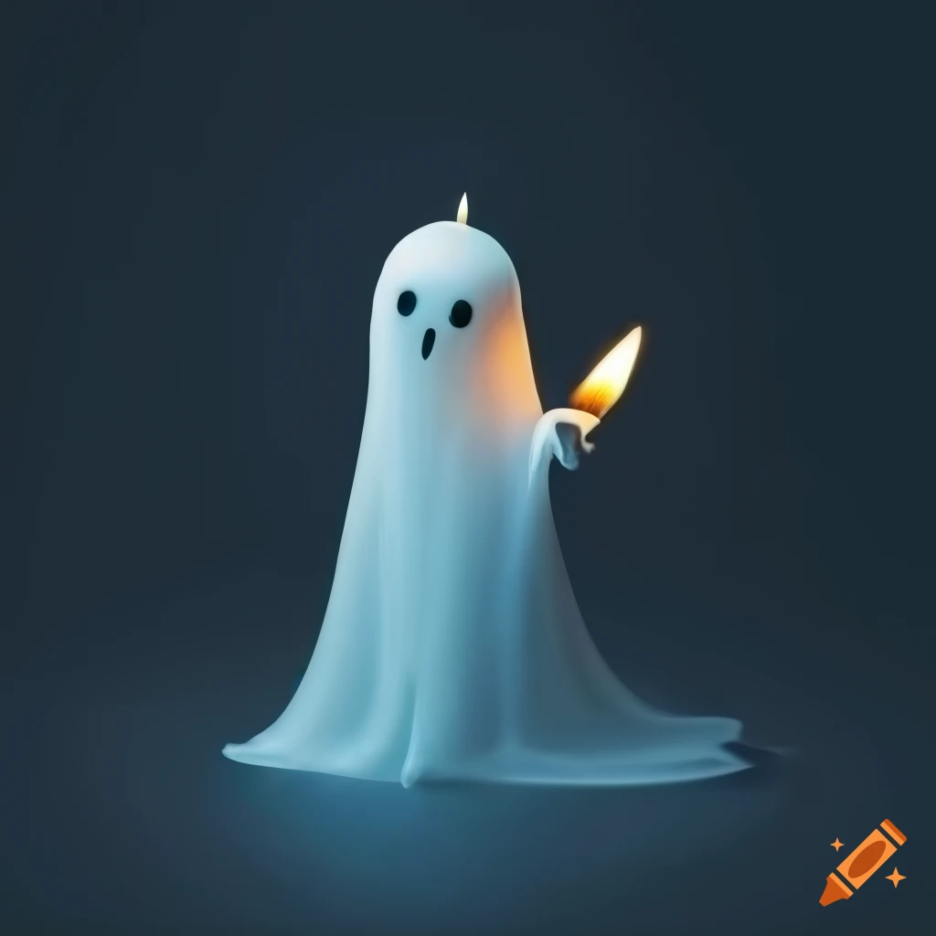 A ghostly figure of time holding a burning candle with a black ...