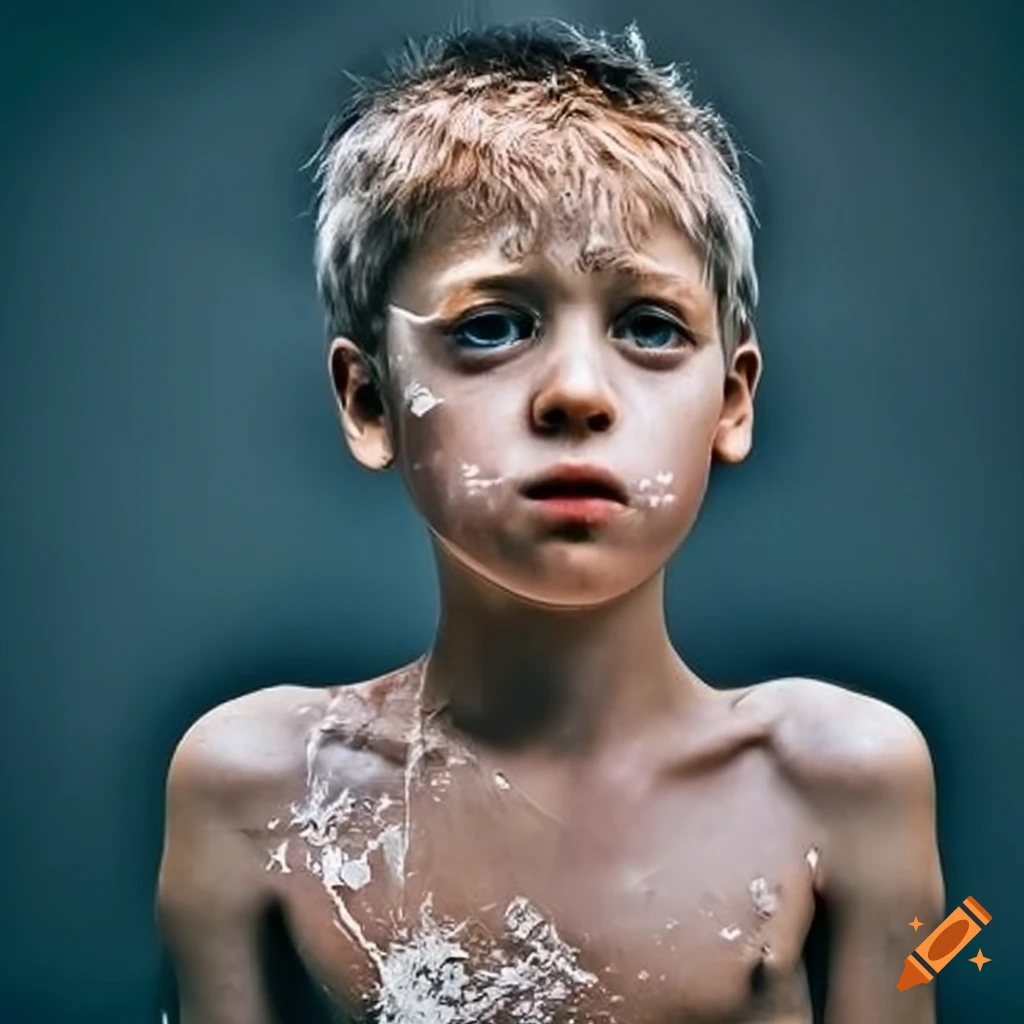 Skinny distressed boy cleaning toilet on Craiyon