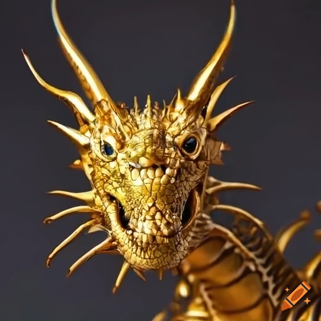 Golden dragon looking out of a cockpit on Craiyon