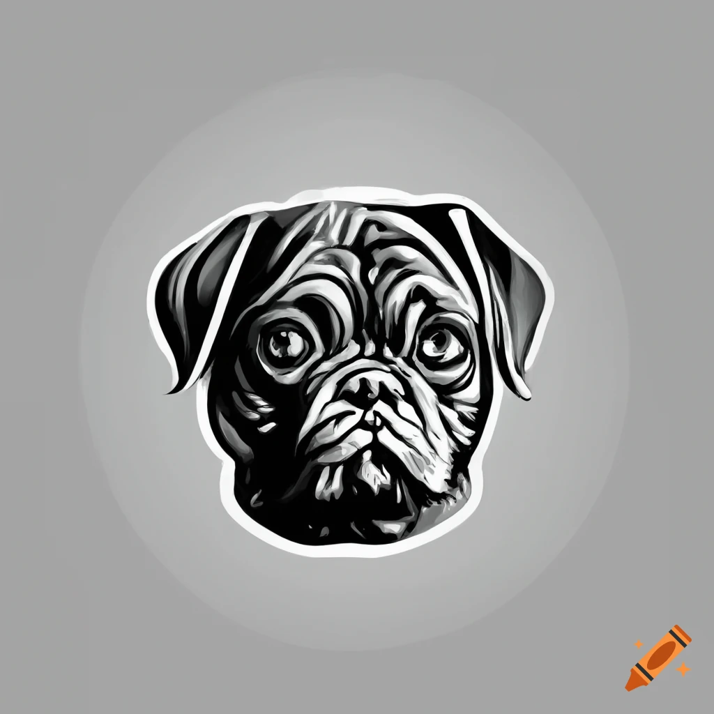 Pug head icon black and white