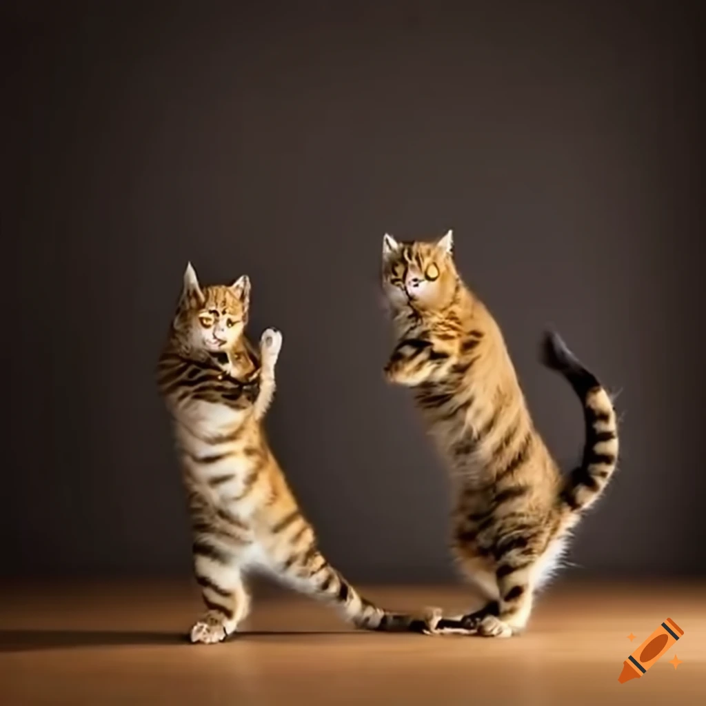 A group of cats dancing