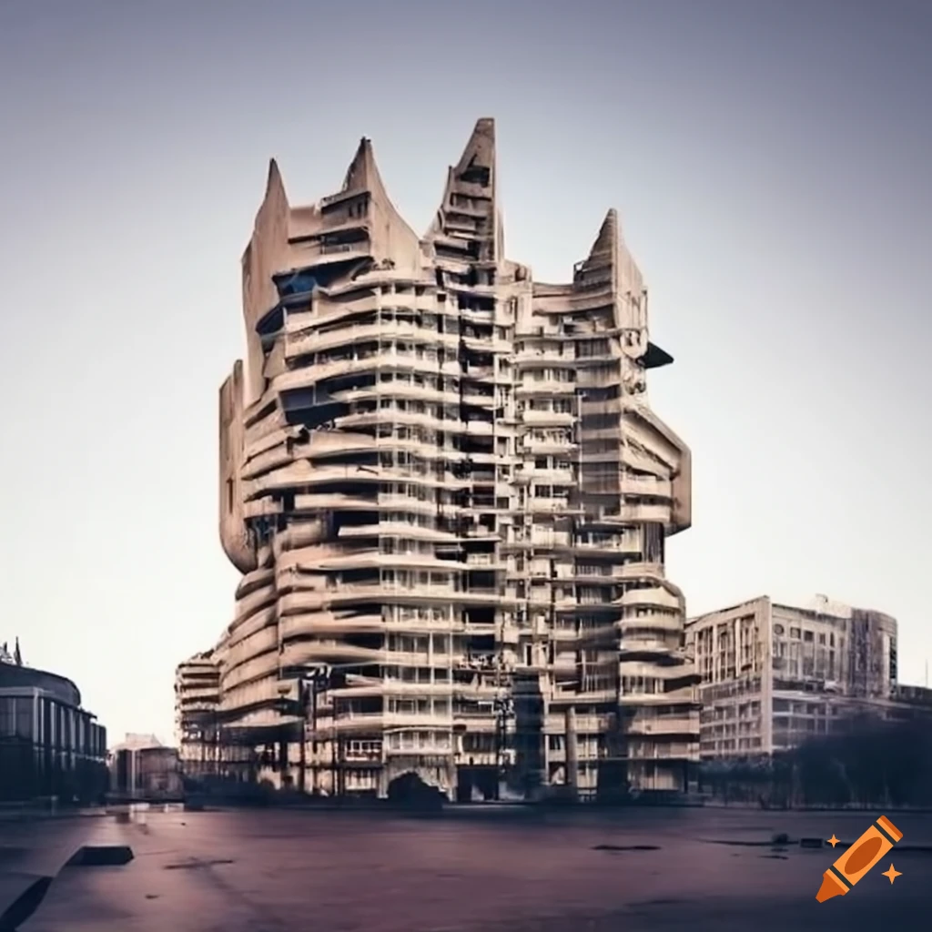 An avant-garde building showcasing modern and brutalist architecture on Craiyon