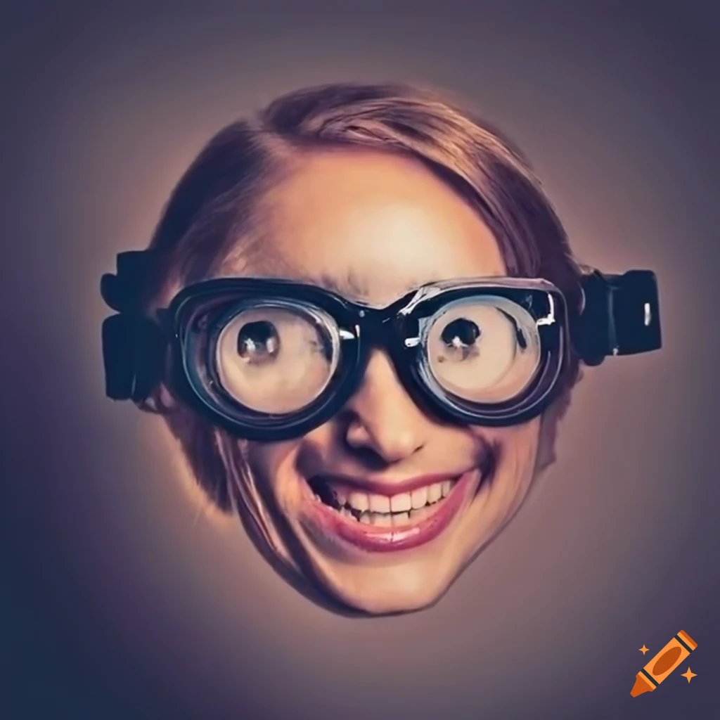 Smiling face with goggles vintage photo on Craiyon