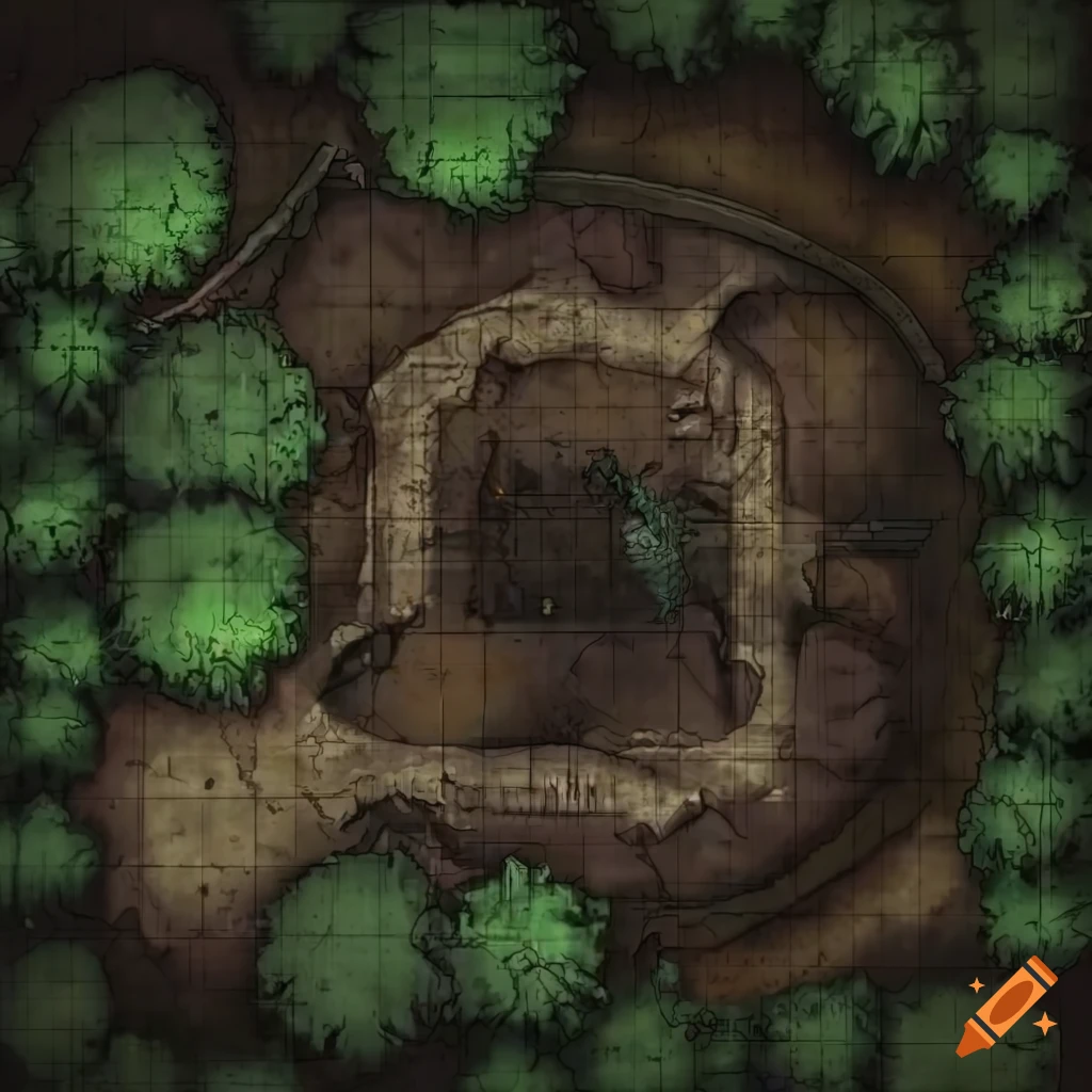 Battlemap for dnd, dark corrupted forest on Craiyon