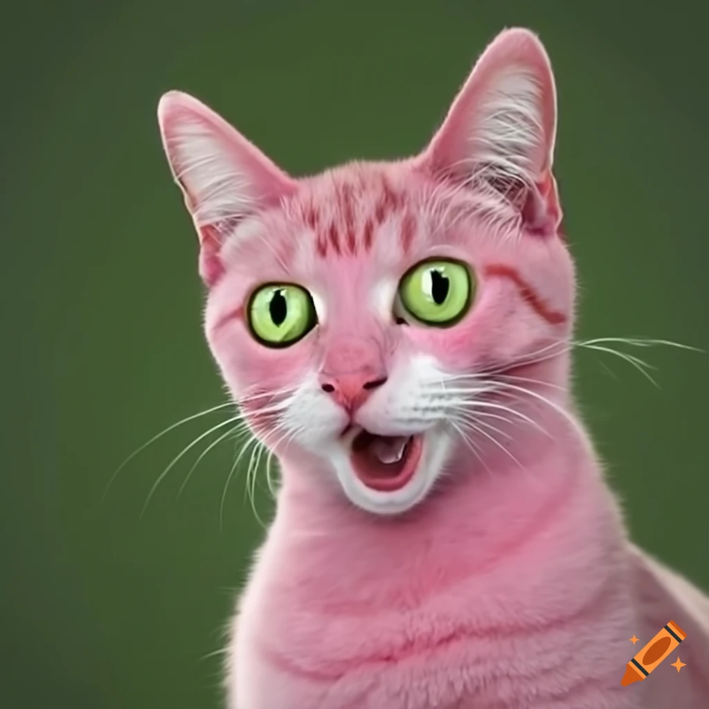 Surprised pink cat on Craiyon