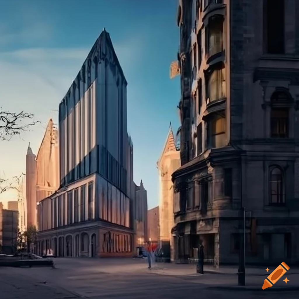 Blending modern and historic architecture in a bustling urban setting ...