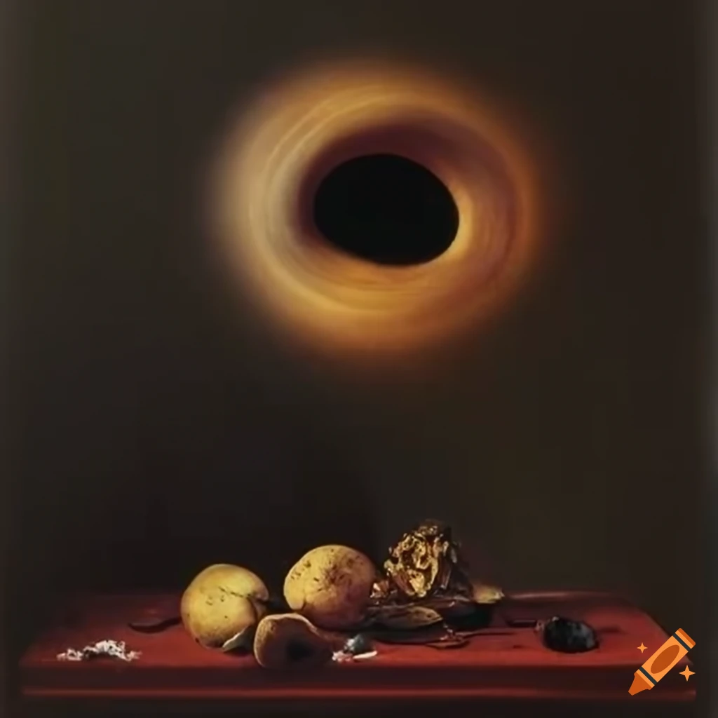 A black hole painted in the style of a gloomy renaissance still life ...