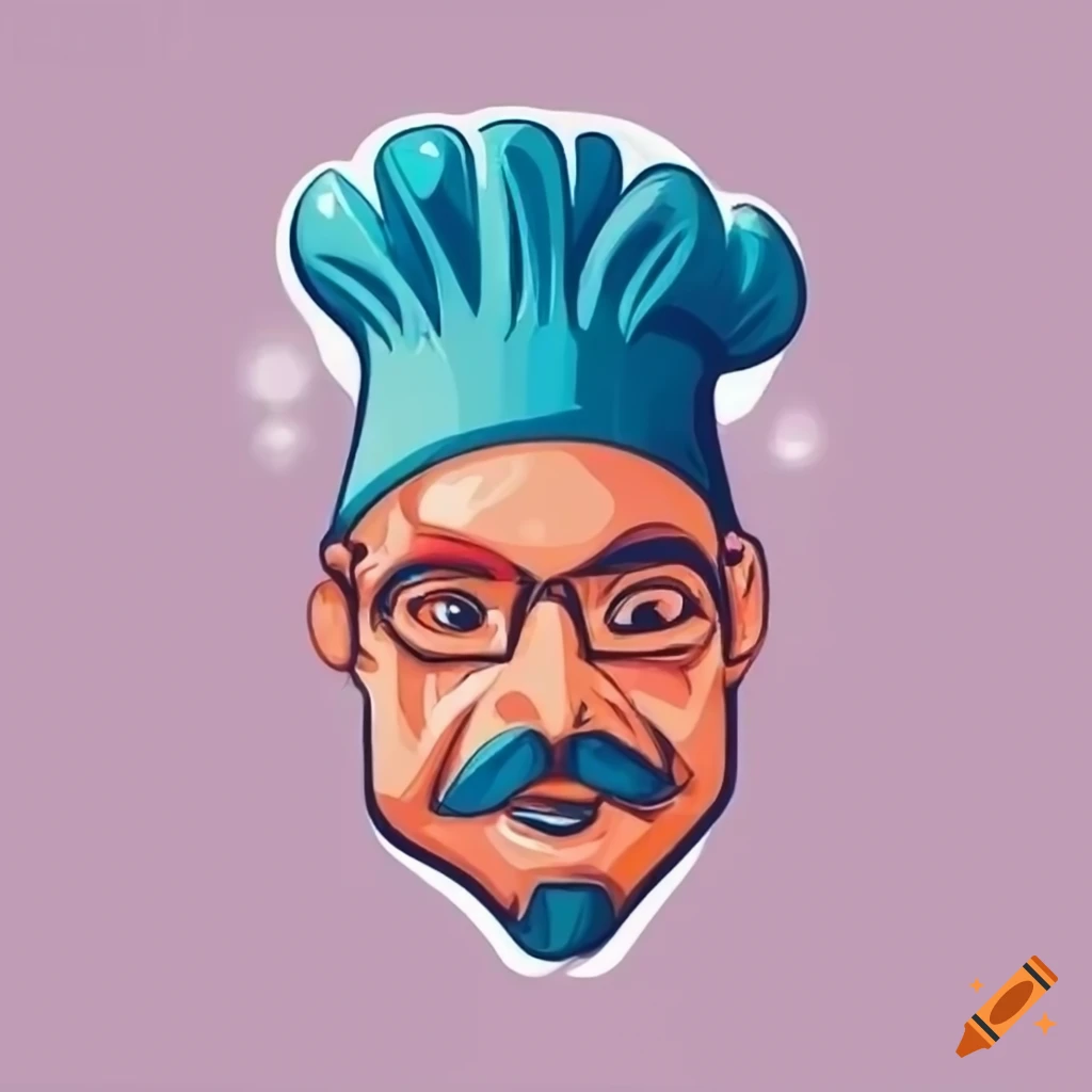 Logo design chef hat and face andspoon