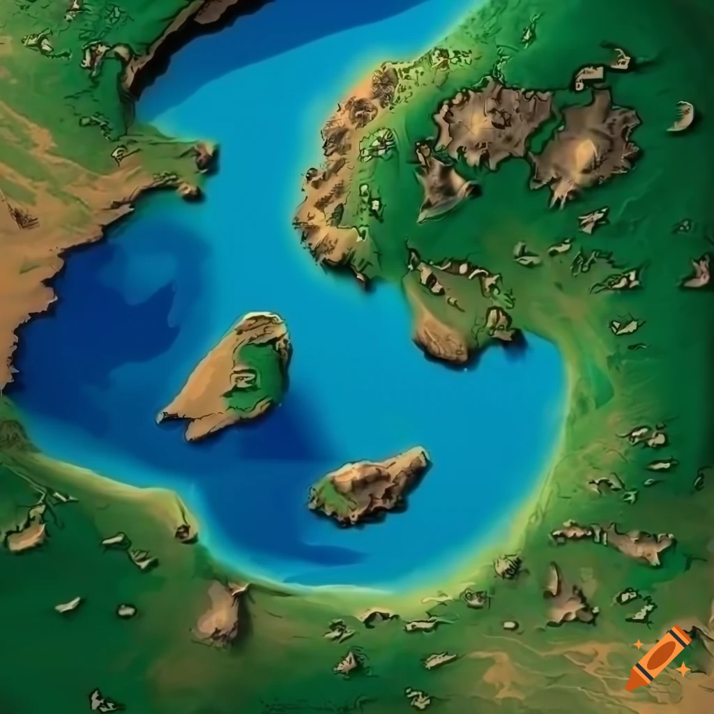 Detailed fantasy map of a continent showing biomes including tundra, desert, plains and forests ...
