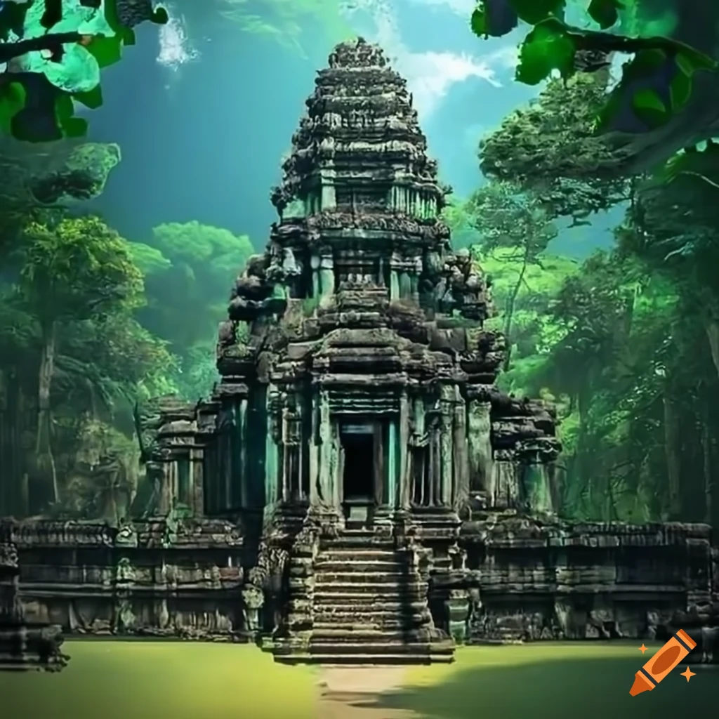 Beautiful jungle temple ruins on Craiyon