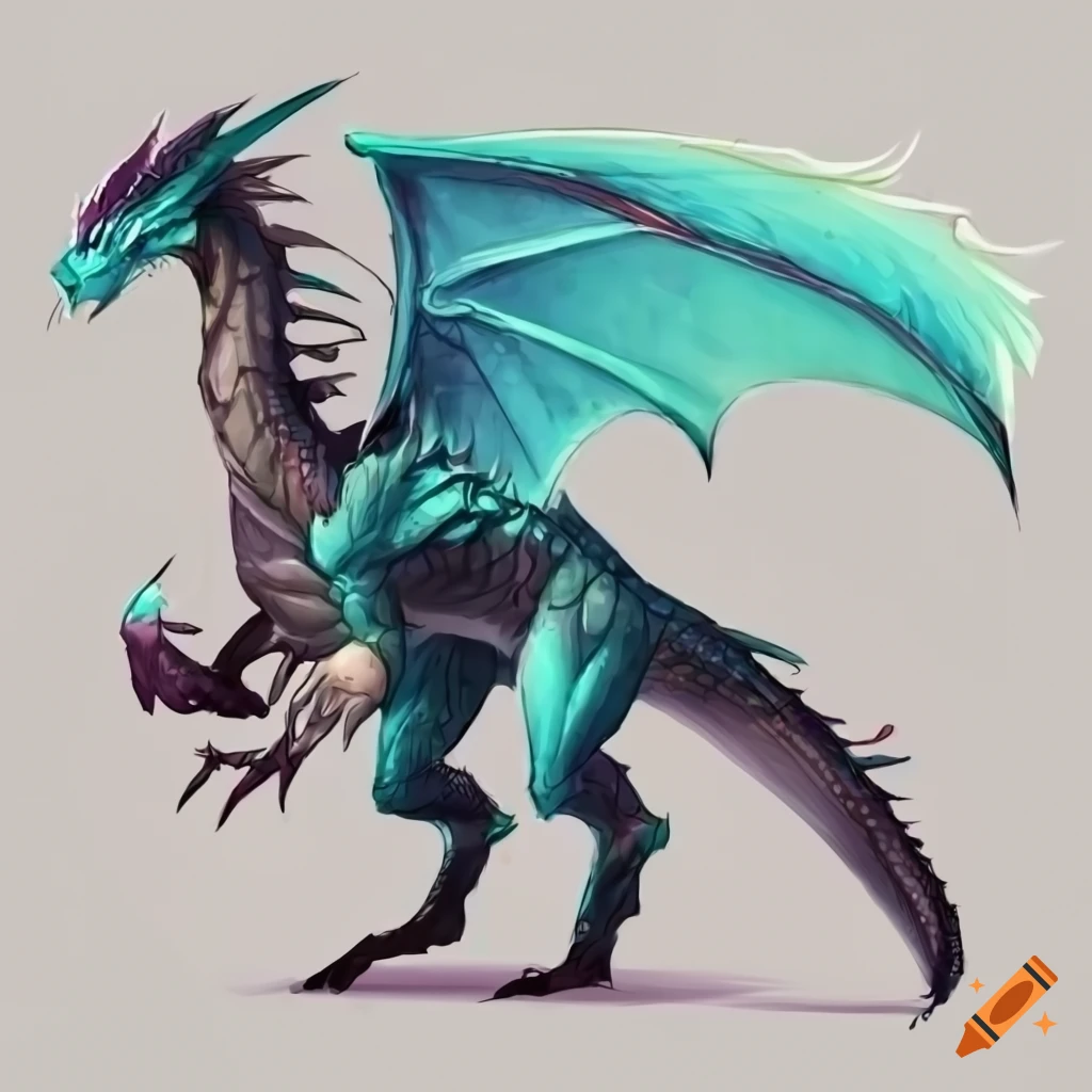 Dragon full body concept designs, four legs, tail, smooth elegant head ...