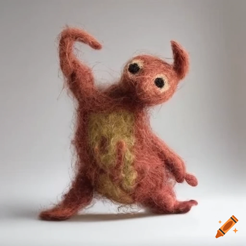 Felted wool creatures dancing