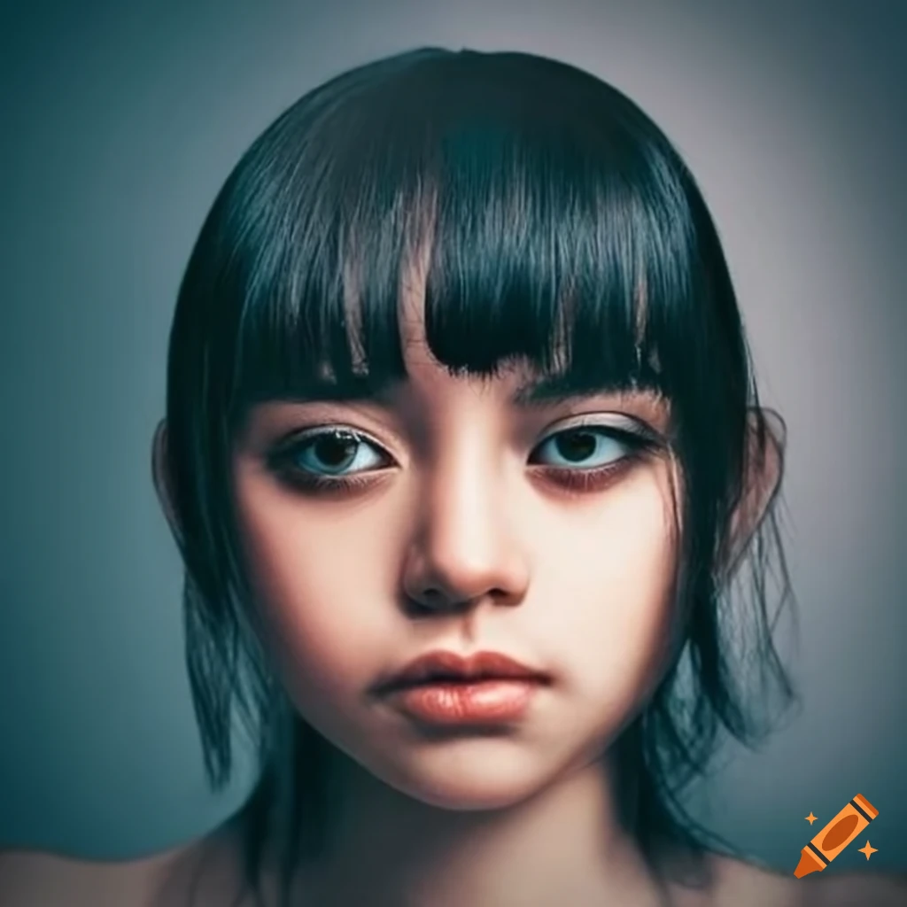 Mexican girl with black hair and bangs on Craiyon