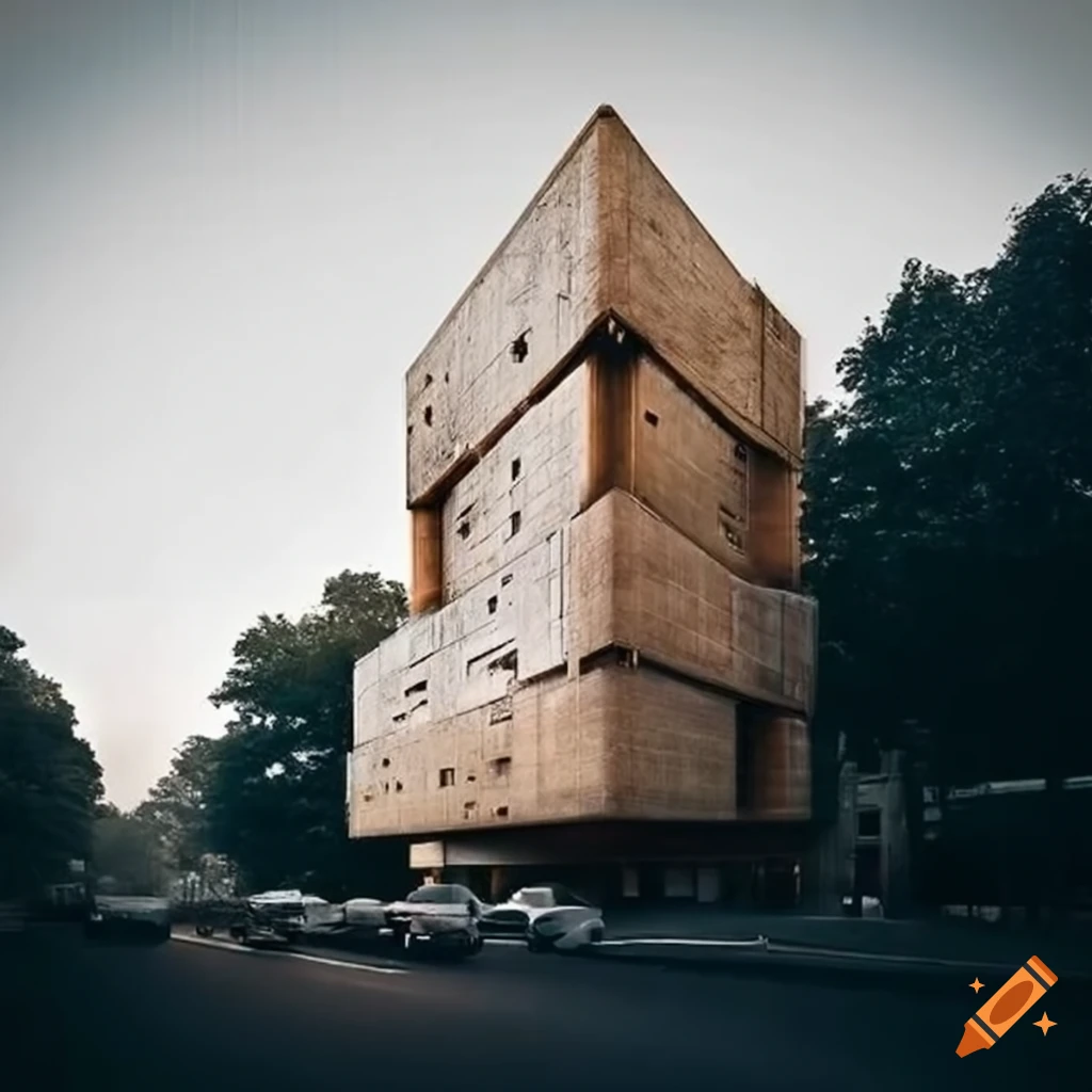An avant-garde building showcasing modern and brutalist architecture