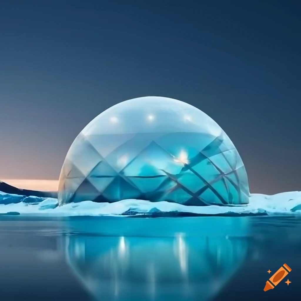 Transparent dome on arctic landscape on Craiyon