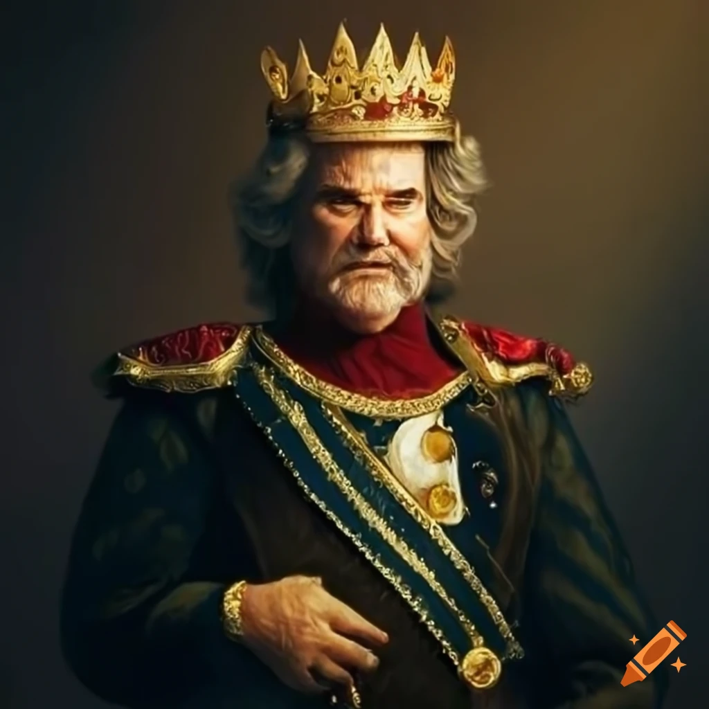 Portrait of kurt russell dressed as a king