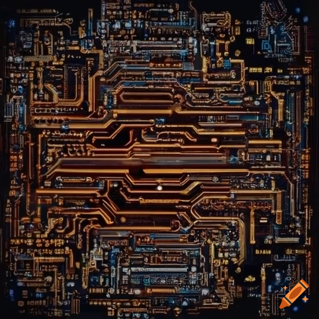 Abstract artwork of printed circuits boards, 4k