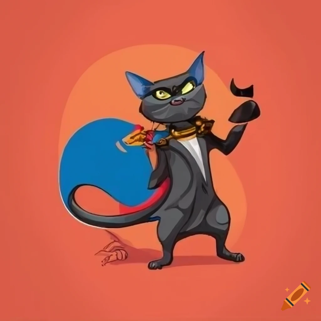 A modern logo featuring a stylish cat and a sly rat