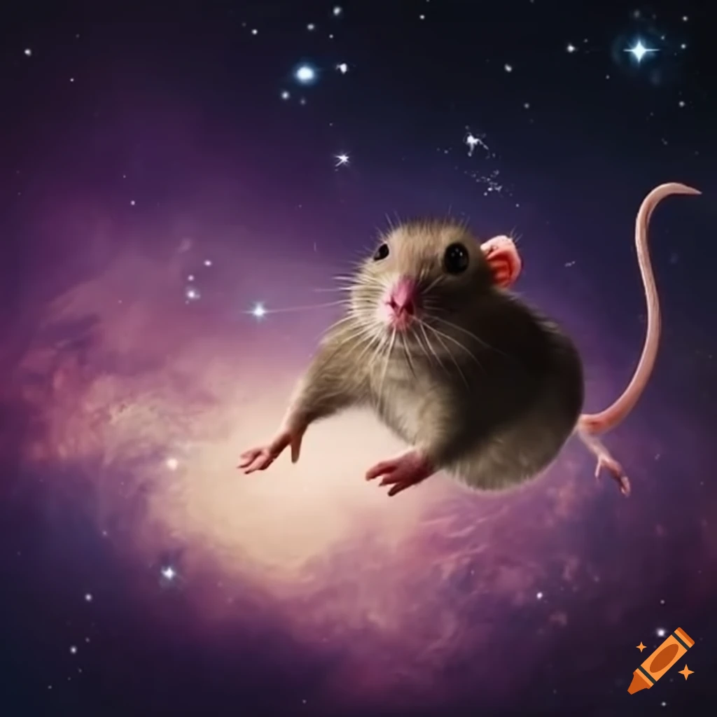 Rat flying in space