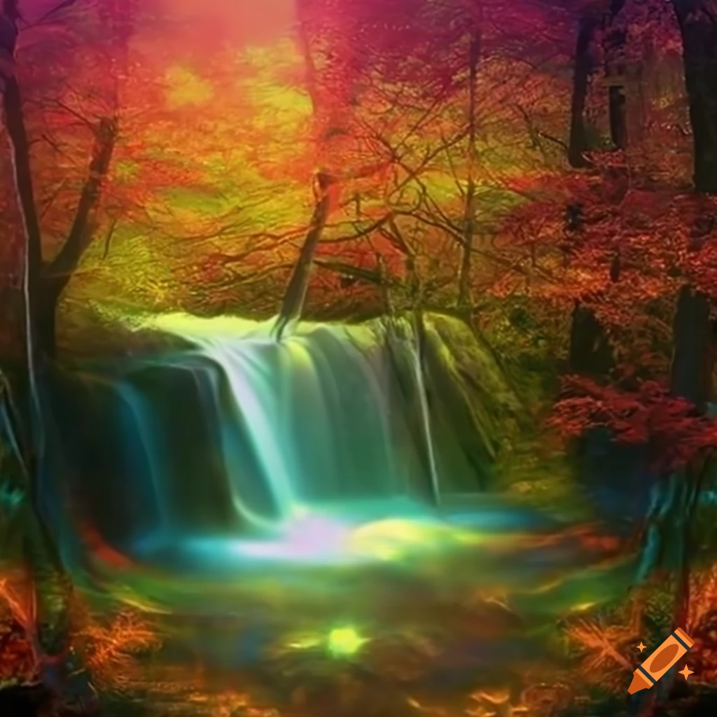 The image showcases a breathtaking fantasy nature scene. Towering ...