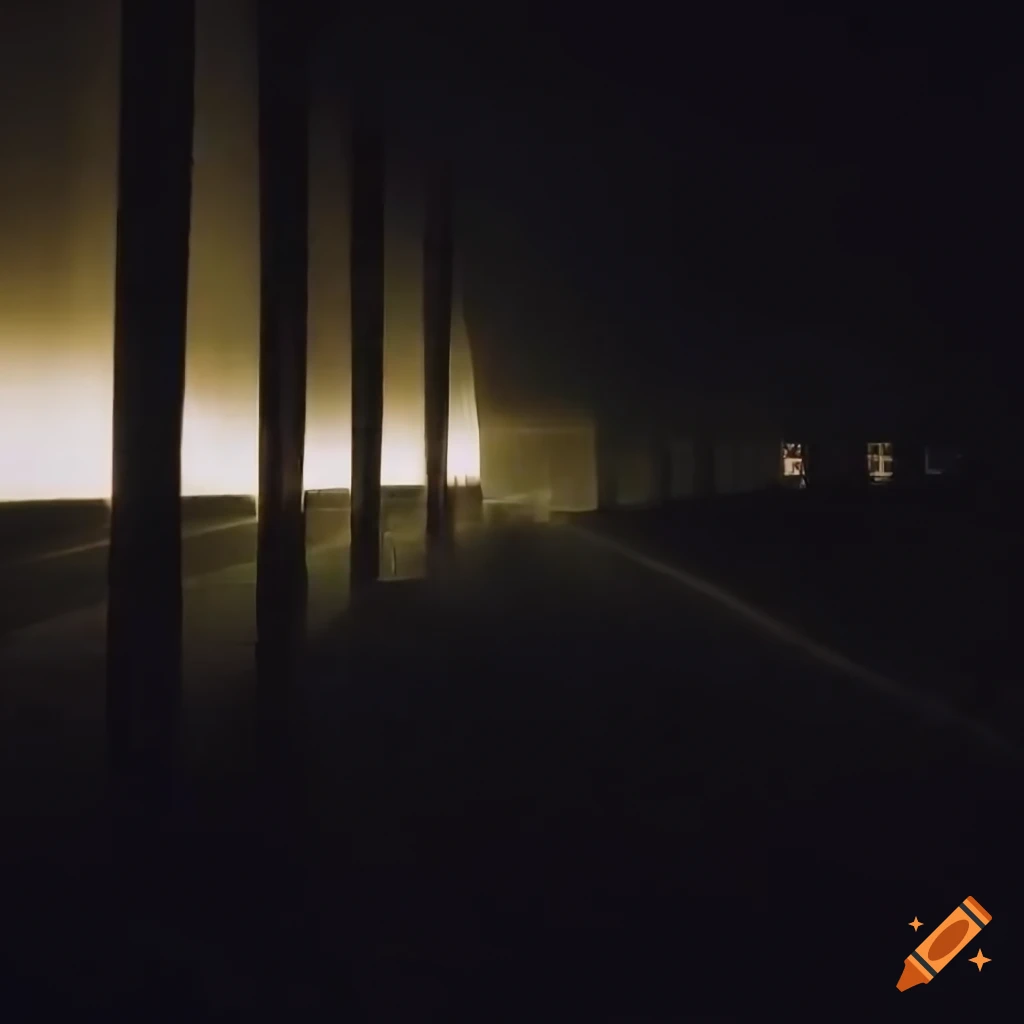 Real life, liminal space, a suburban space, with houses , dim lighting ...