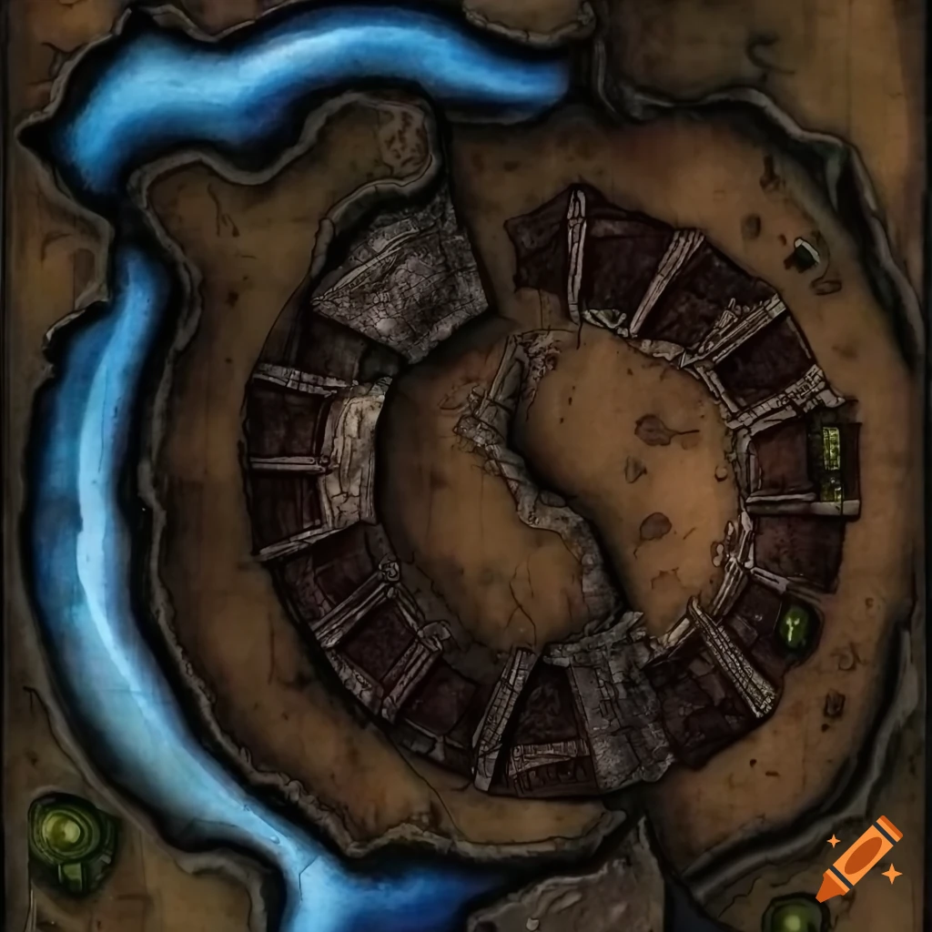 A top down dnd battlemap of an underdark river from the bottom left to the top right in a cave ...