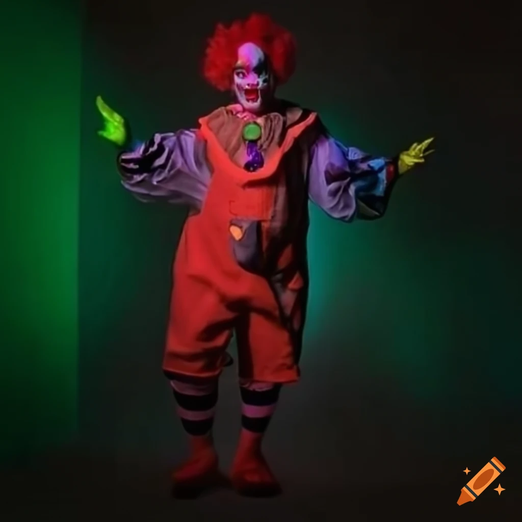 Creepy uncanny valley clown blacklight
