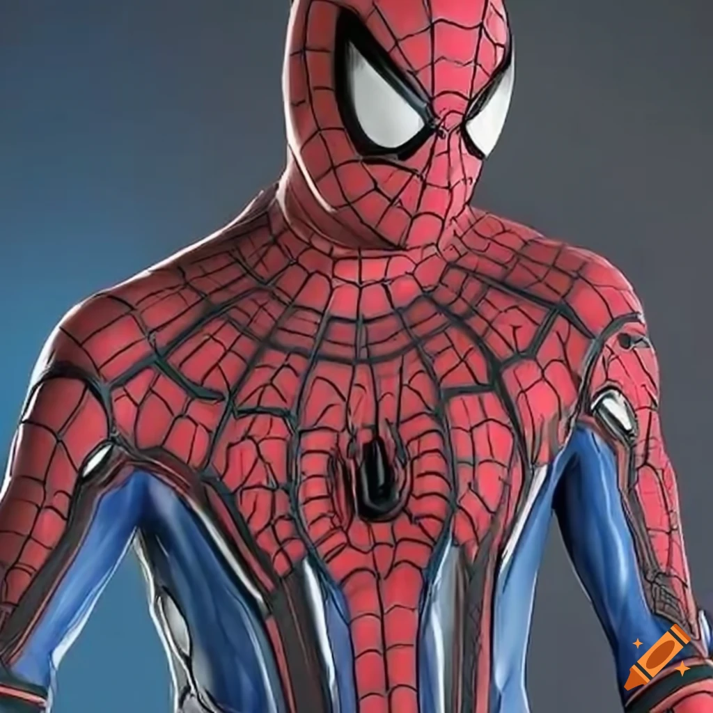 Spider-man wearing a futuristic symbiotic sentinel suit on Craiyon