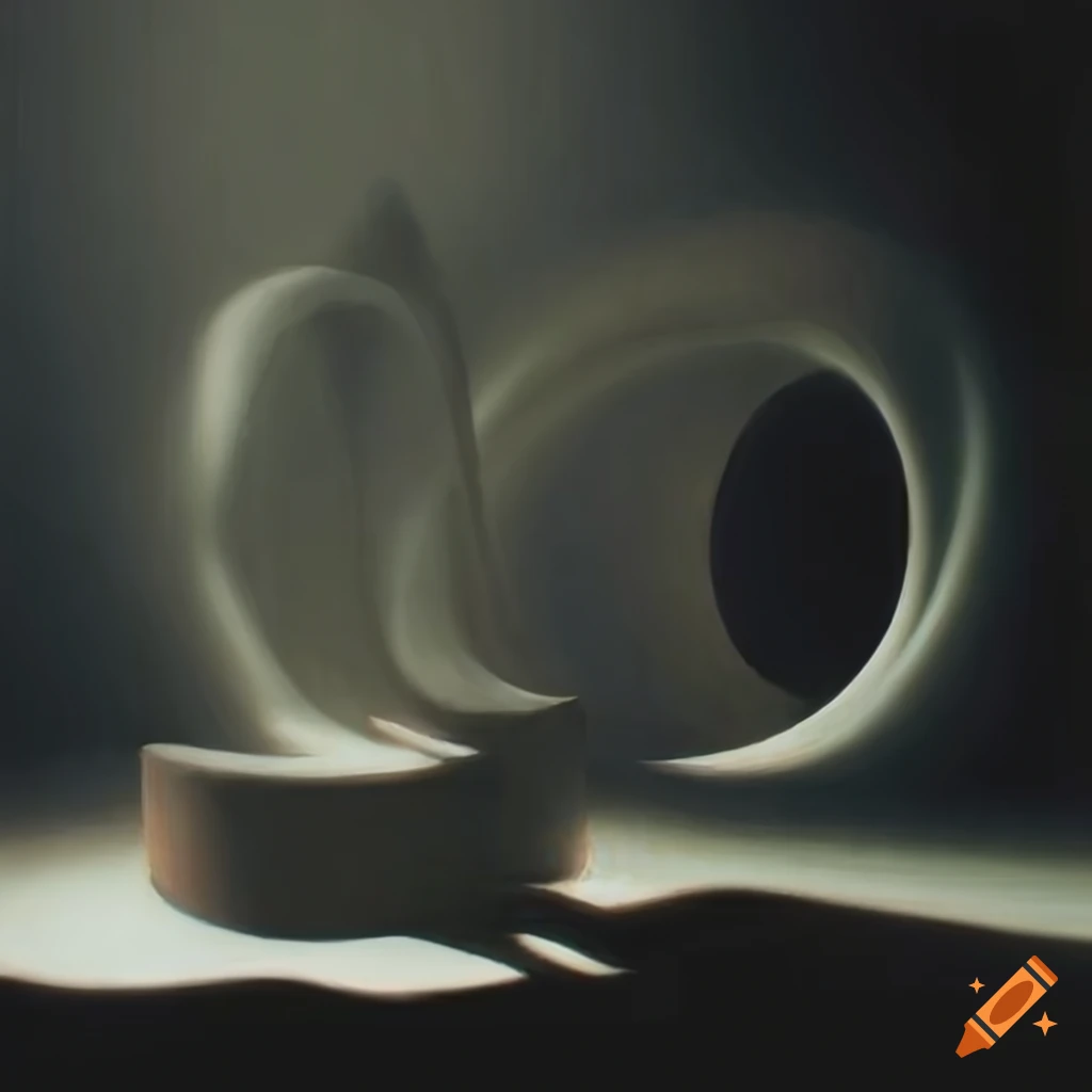 Data moshed, dreary, shadowy still life, partially out of focus, rained ...