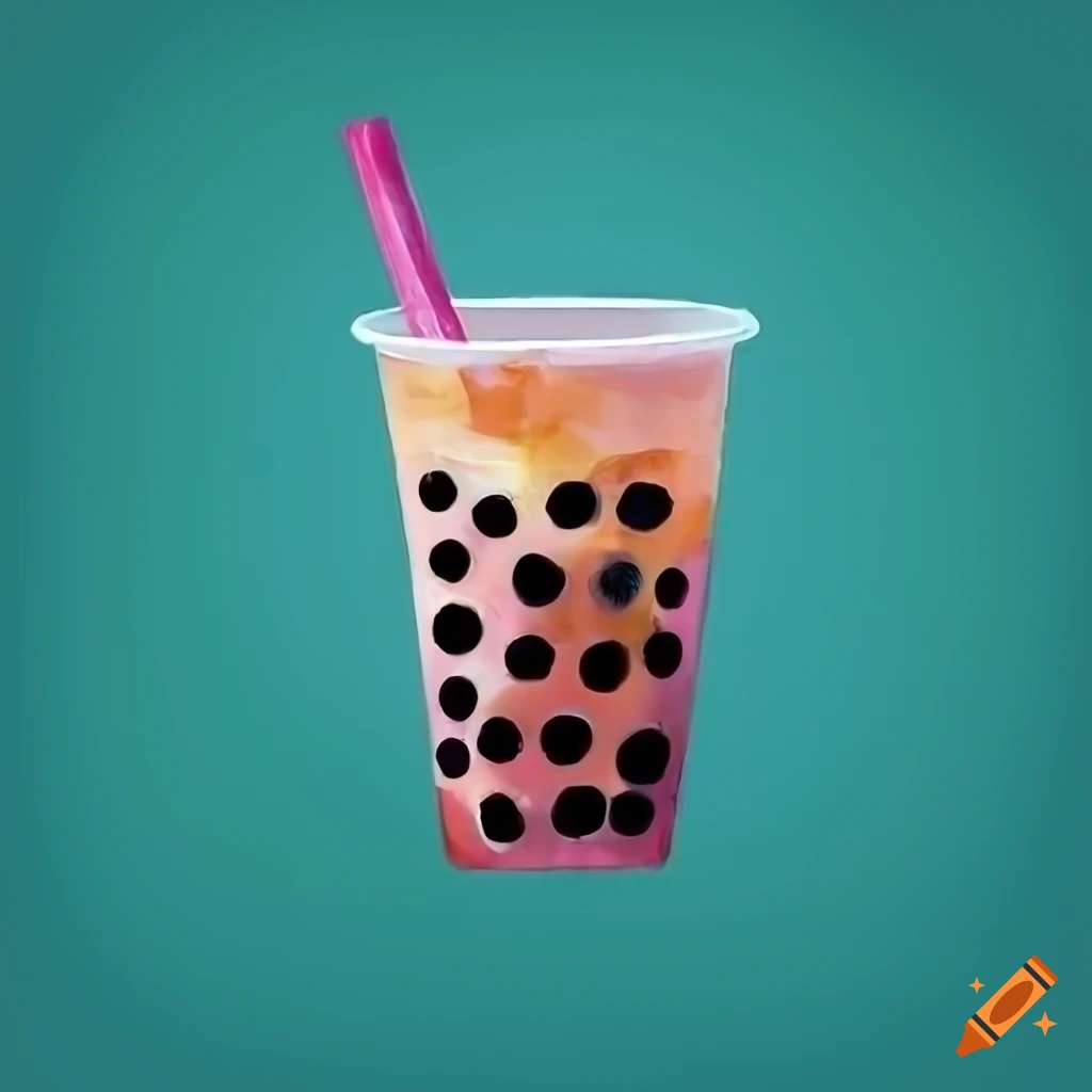 High resolution watercolor boba tea