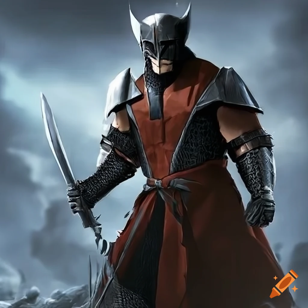 Medieval knight wolverine on Craiyon