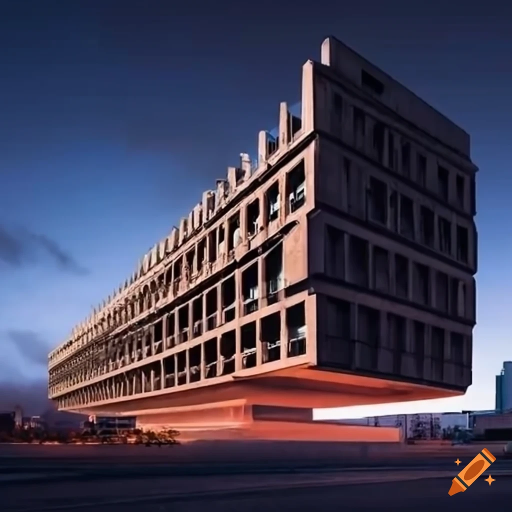 An avant-garde building showcasing modern and brutalist architecture on Craiyon