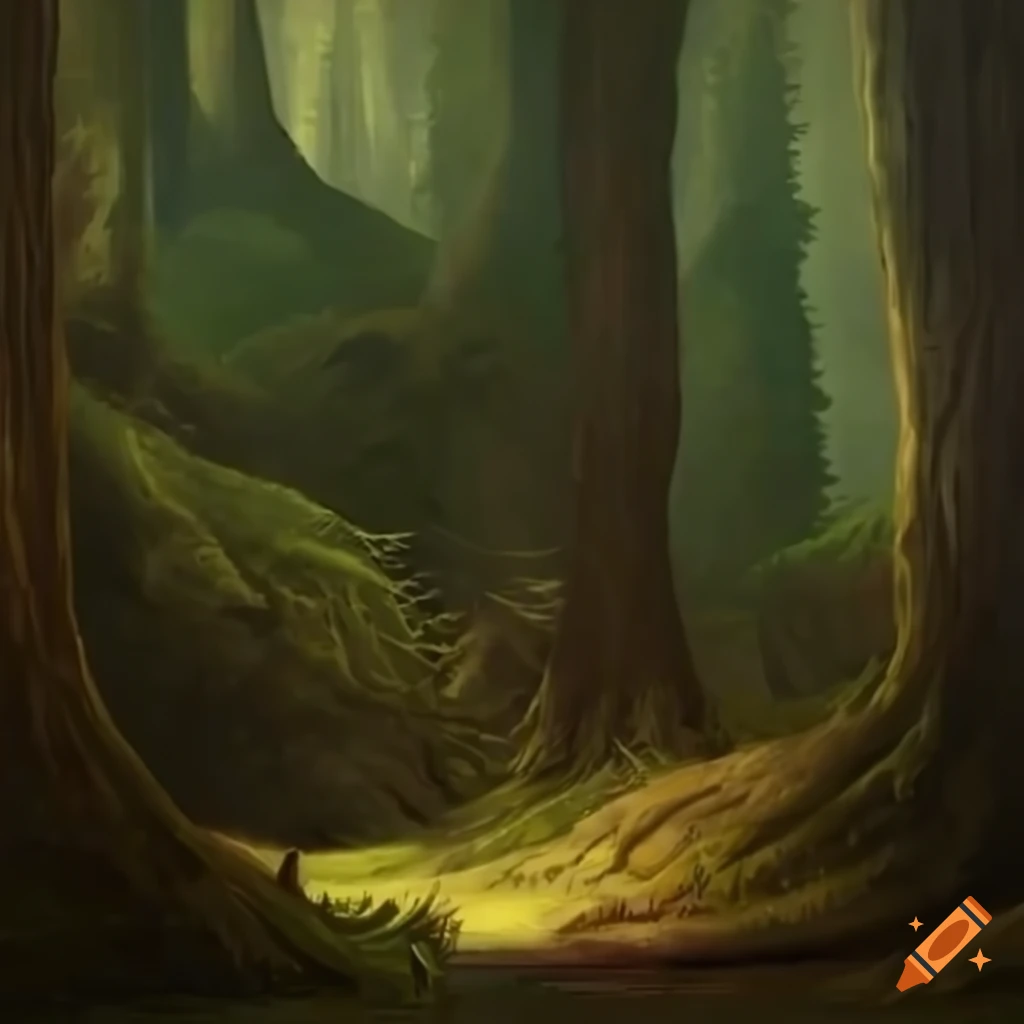 Realistic prehistoric forest painting on Craiyon