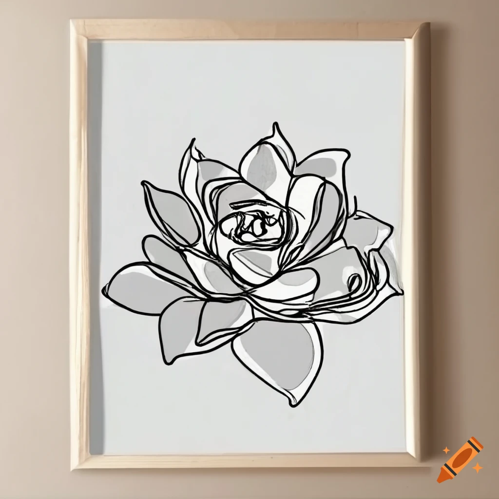 A single continuous line drawing of succulent