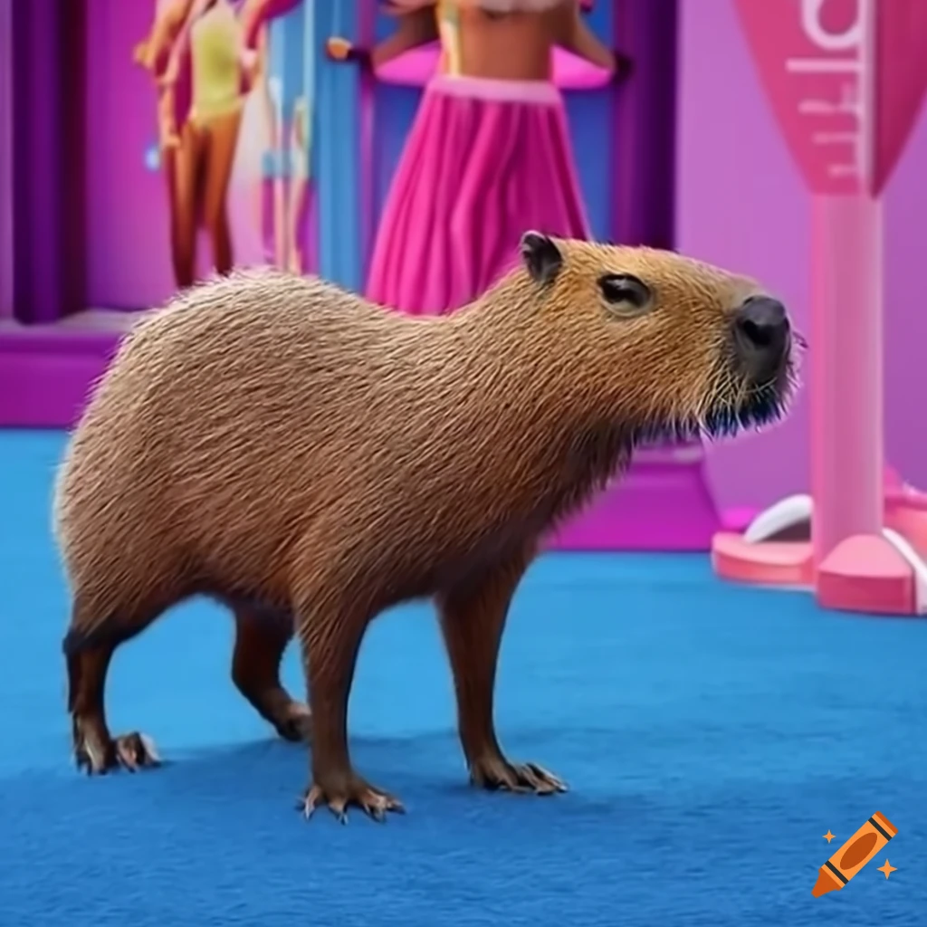 Capybara attending the barbie movie premiere on Craiyon