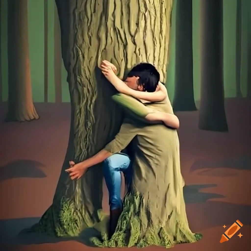 Man hug a tree on Craiyon