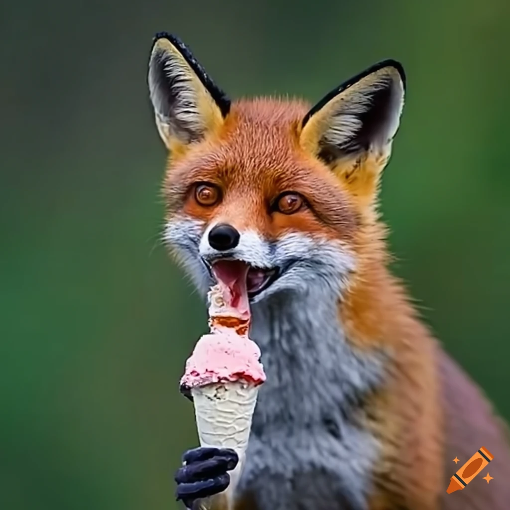 Fox eating ice cream on Craiyon