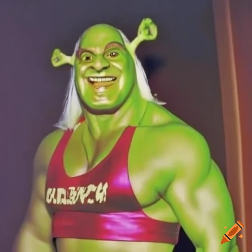 Shrek mixed with hulk hogan on Craiyon