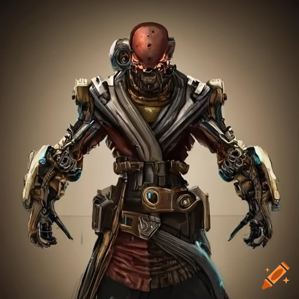 A futuristic cyborg pirate with an ancient-like appearance and spice ...