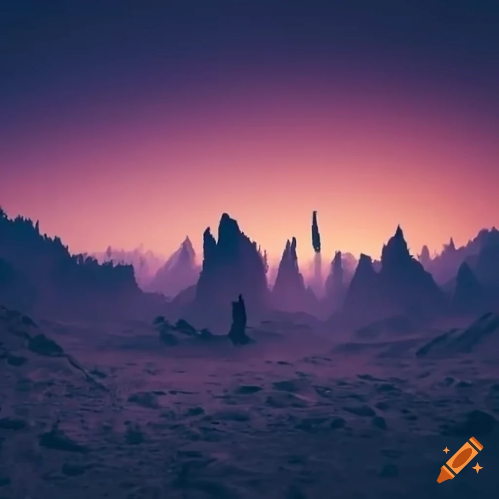 Crowd of skeletons gathered in a wasteland among the mountains at ...