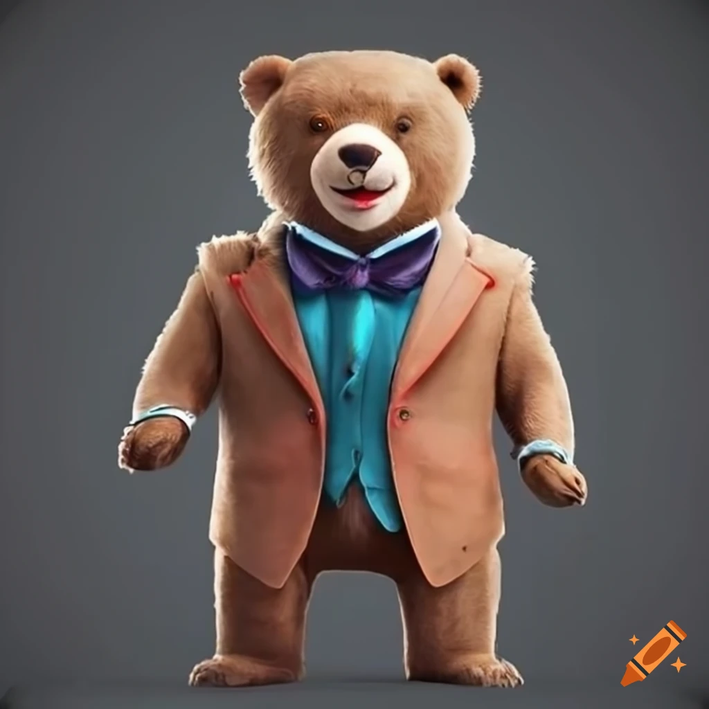 Handsome bear wearing a suit on Craiyon