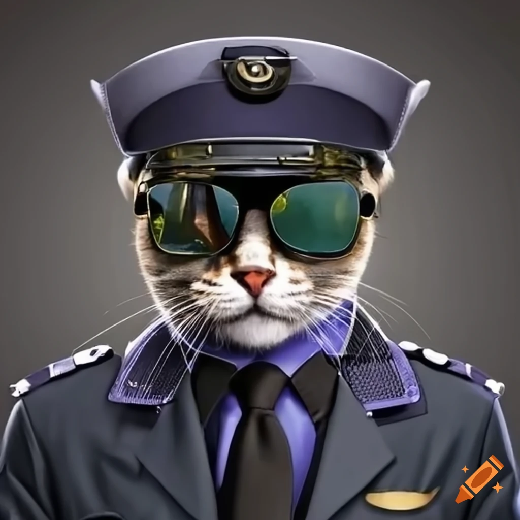 Cat with pilot sunglasses in a pilot uniform on Craiyon