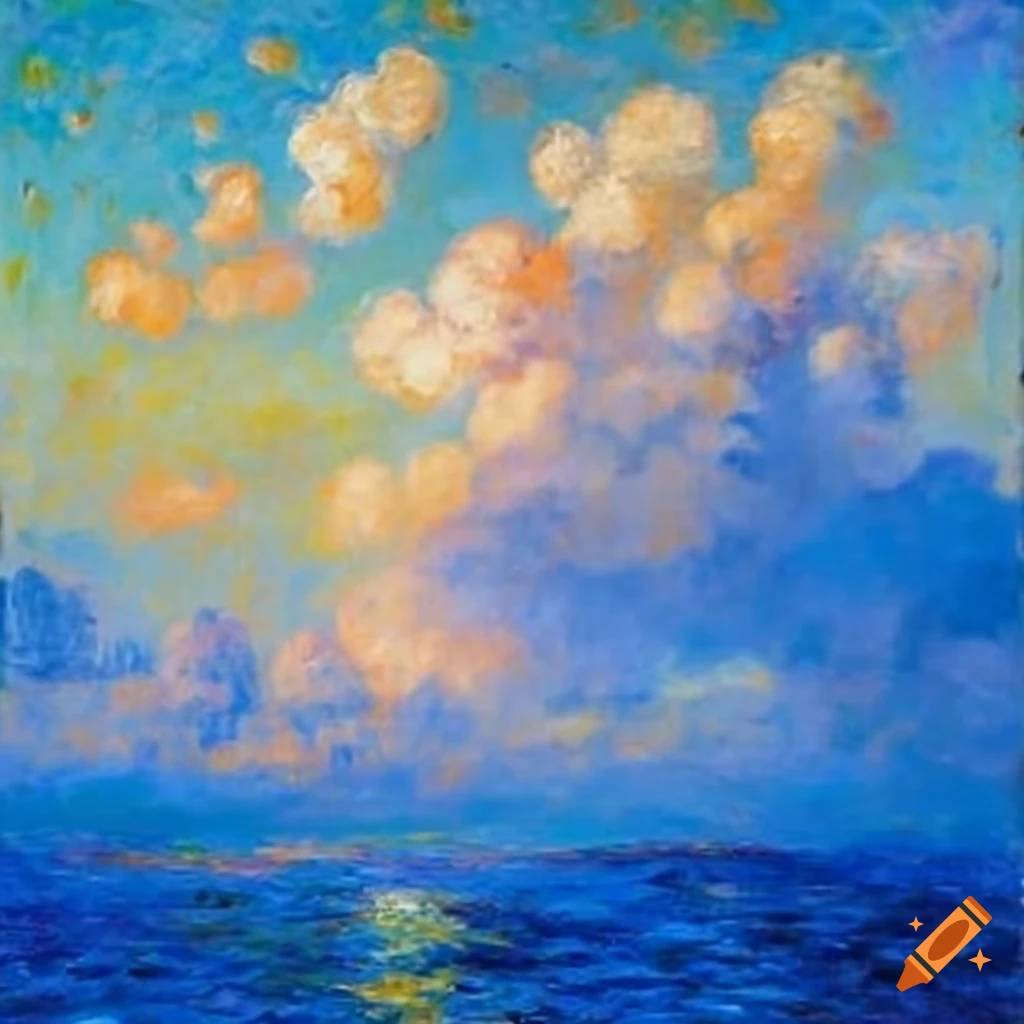 Monet painting of the sky with clouds on Craiyon