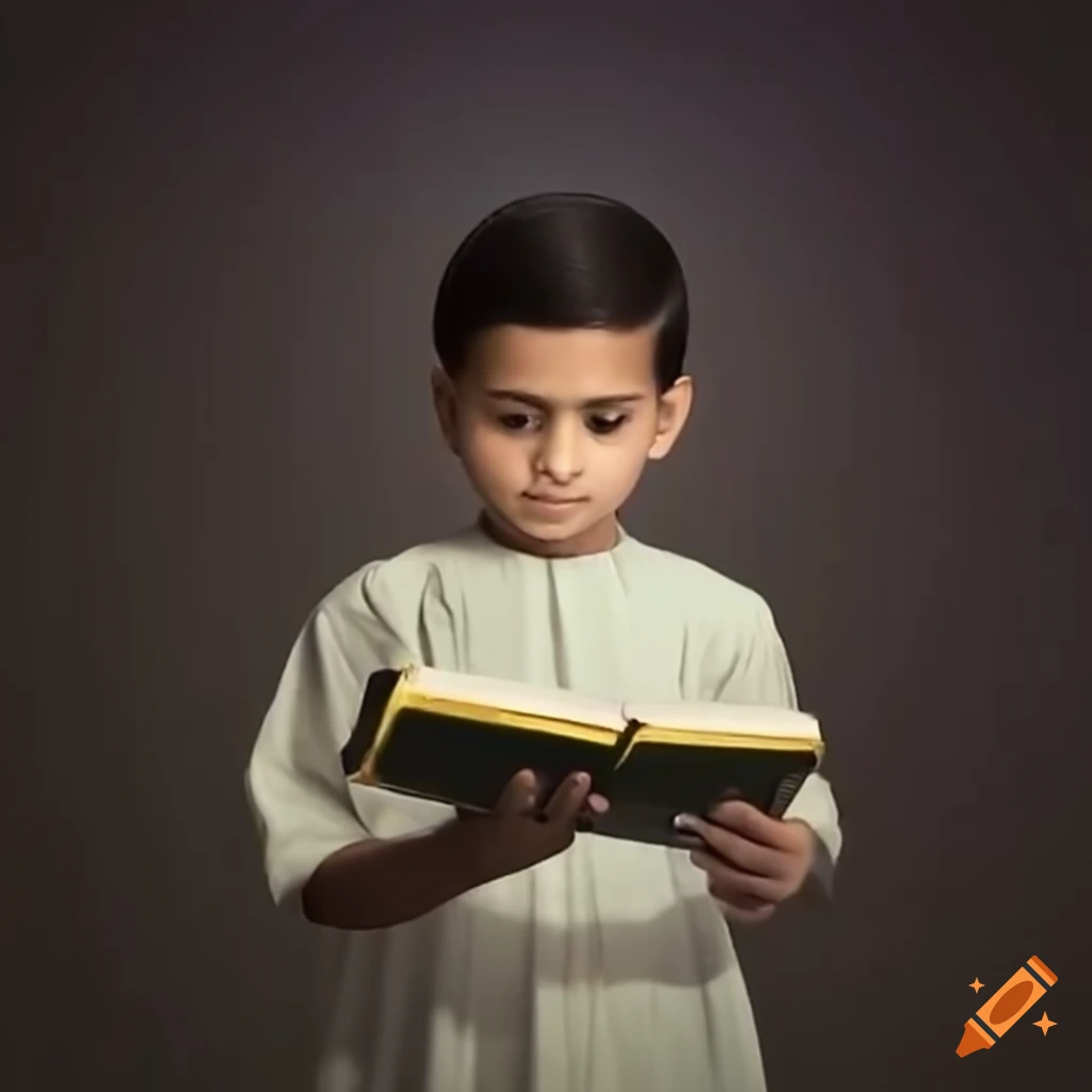 Child hold a Qurankid holds a Quran on Craiyon