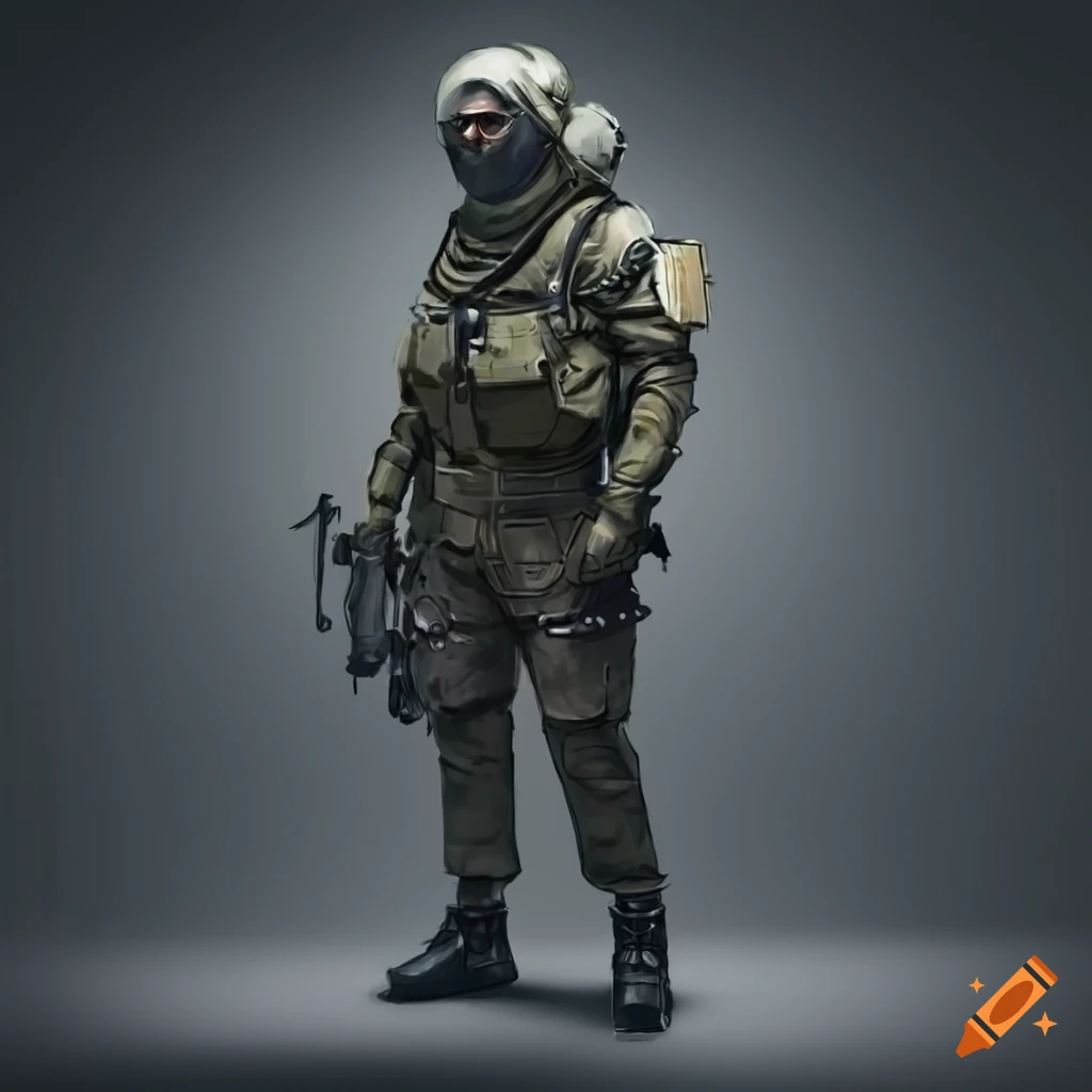 Concept art of a retrofuturistic militar cosmonaut. Machines gun. Full ...