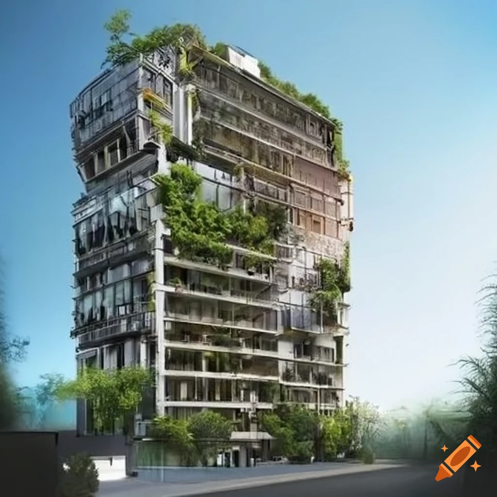 Modern, greenery, flat building, with 5 floors and a groung floor on ...