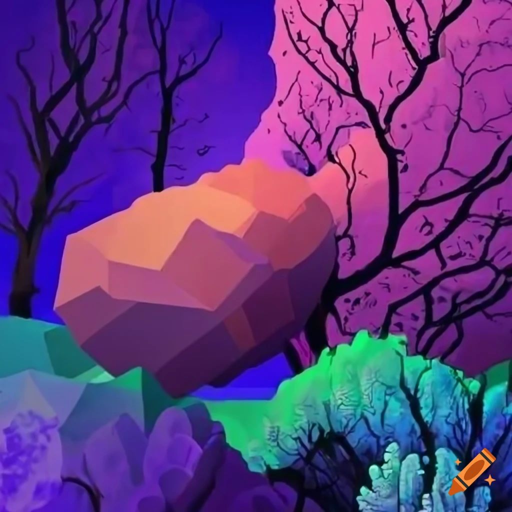 Modern style illustration of mineral beefy superhuman, in a strange ...