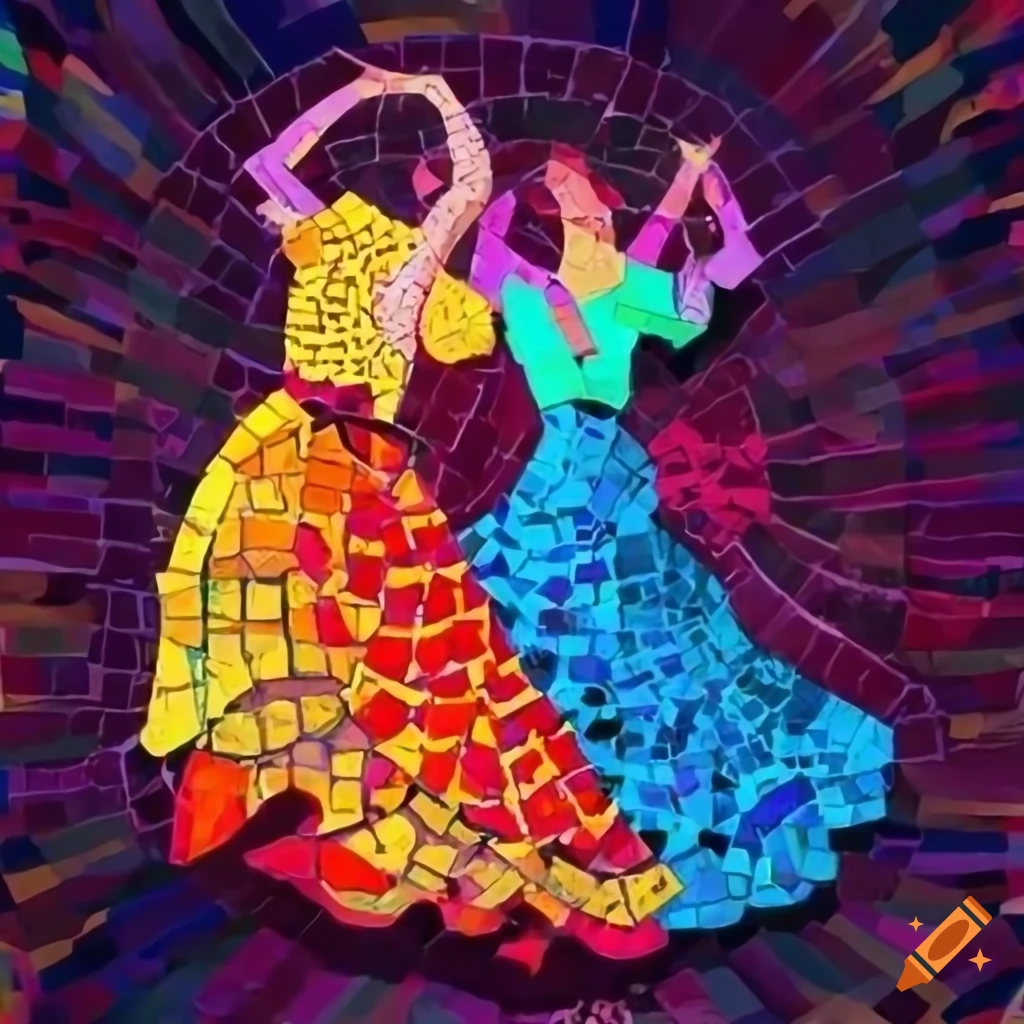 Colorful mosaic poster promoting a spanish festival