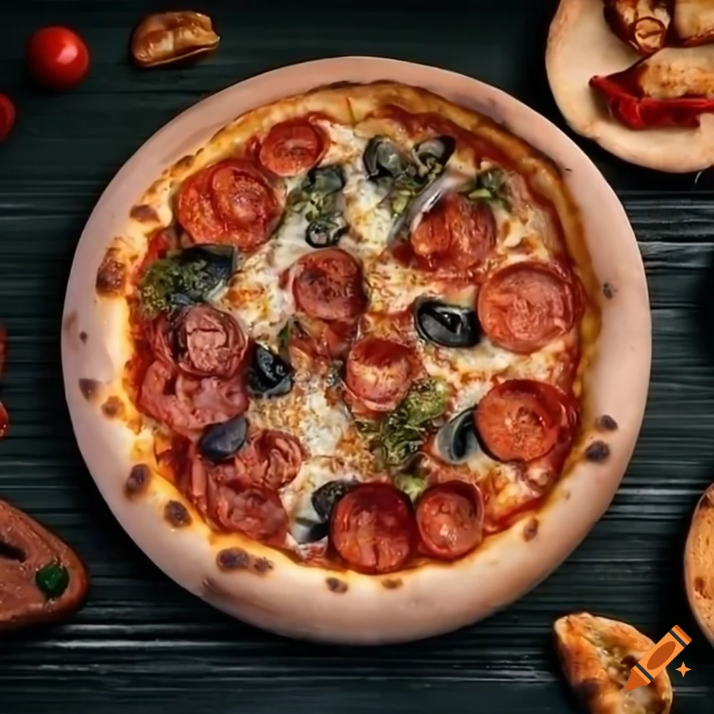 Pizza realistic 4k with pepper on Craiyon