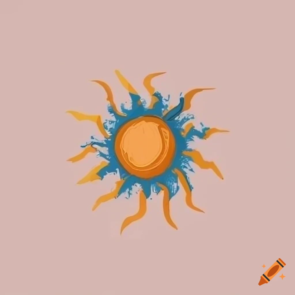 Minimalistic isometric sun illustration on a clean white background